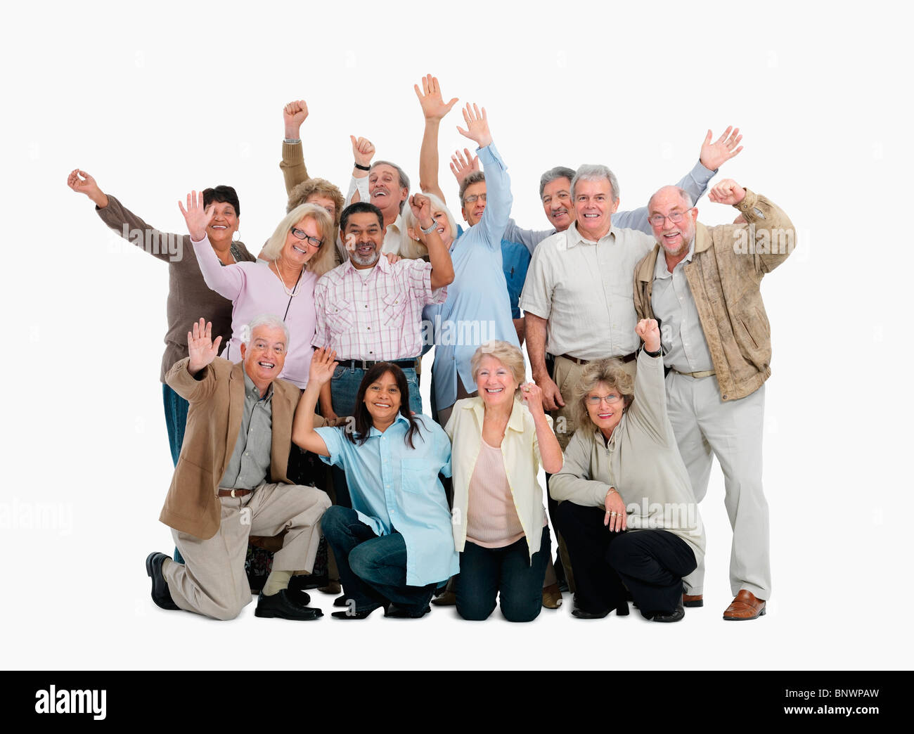 A group of people waving Stock Photo - Alamy
