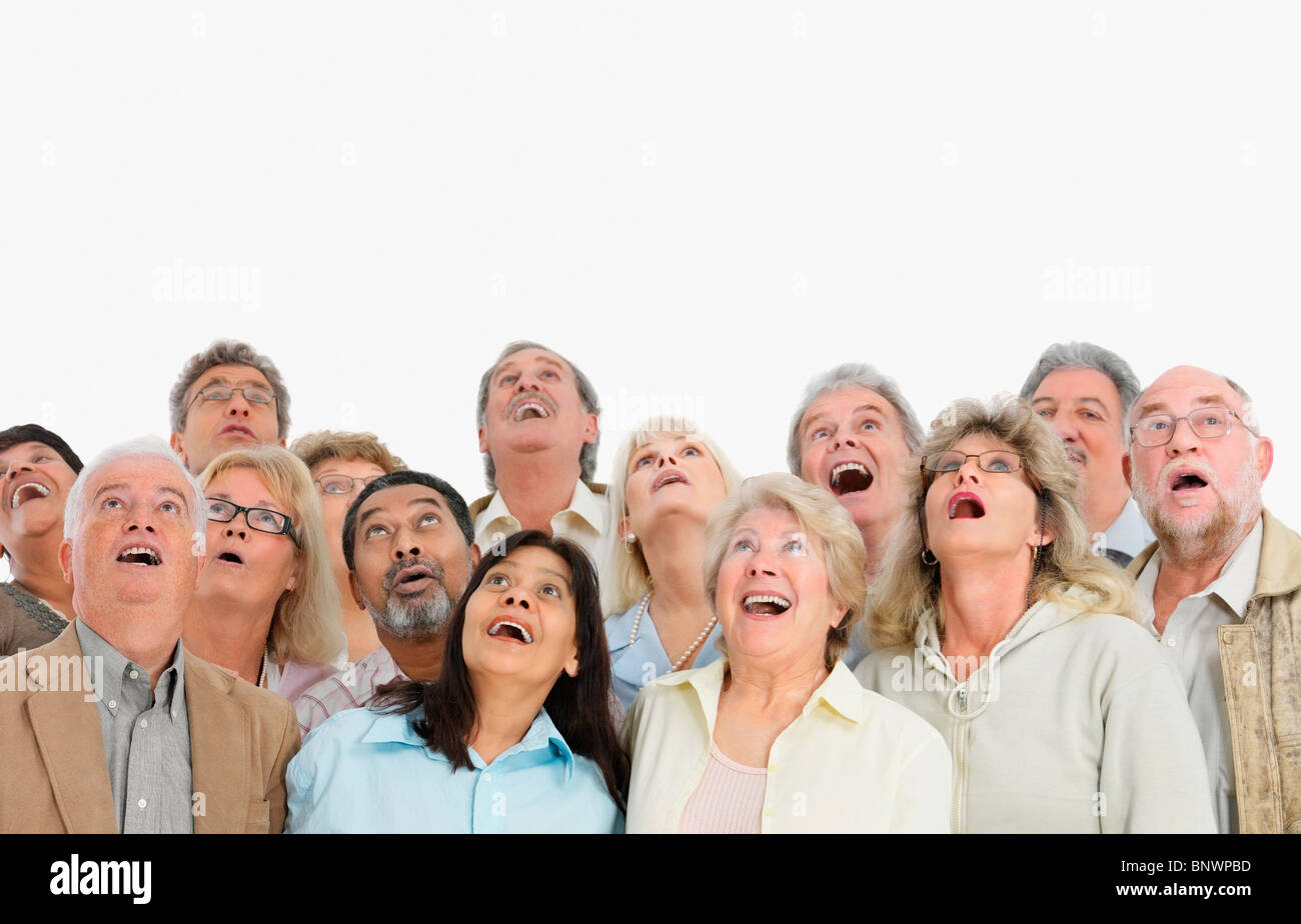 A group of people looking up Stock Photo - Alamy