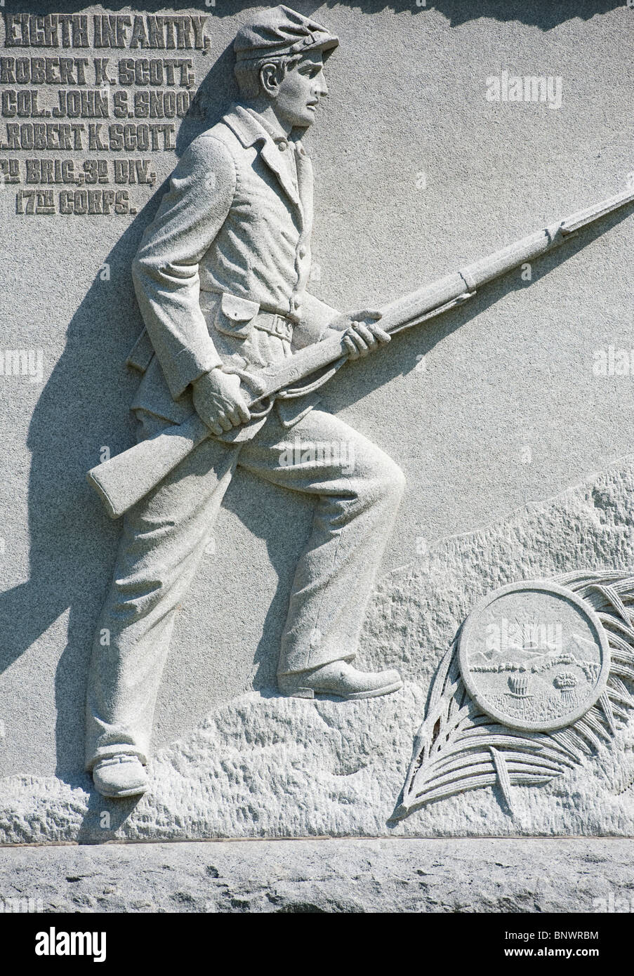 Memorial of a union soldier at Vicksburg National Military Park Stock ...