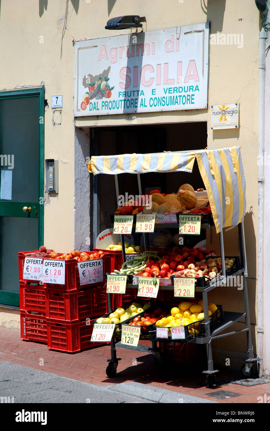 A fruit and vegetable stall in Imperia, Northern Italy Stock Photo - Alamy