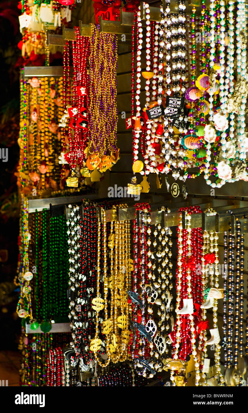 Mardi grass beads on display in a store in New Orleans Stock Photo - Alamy