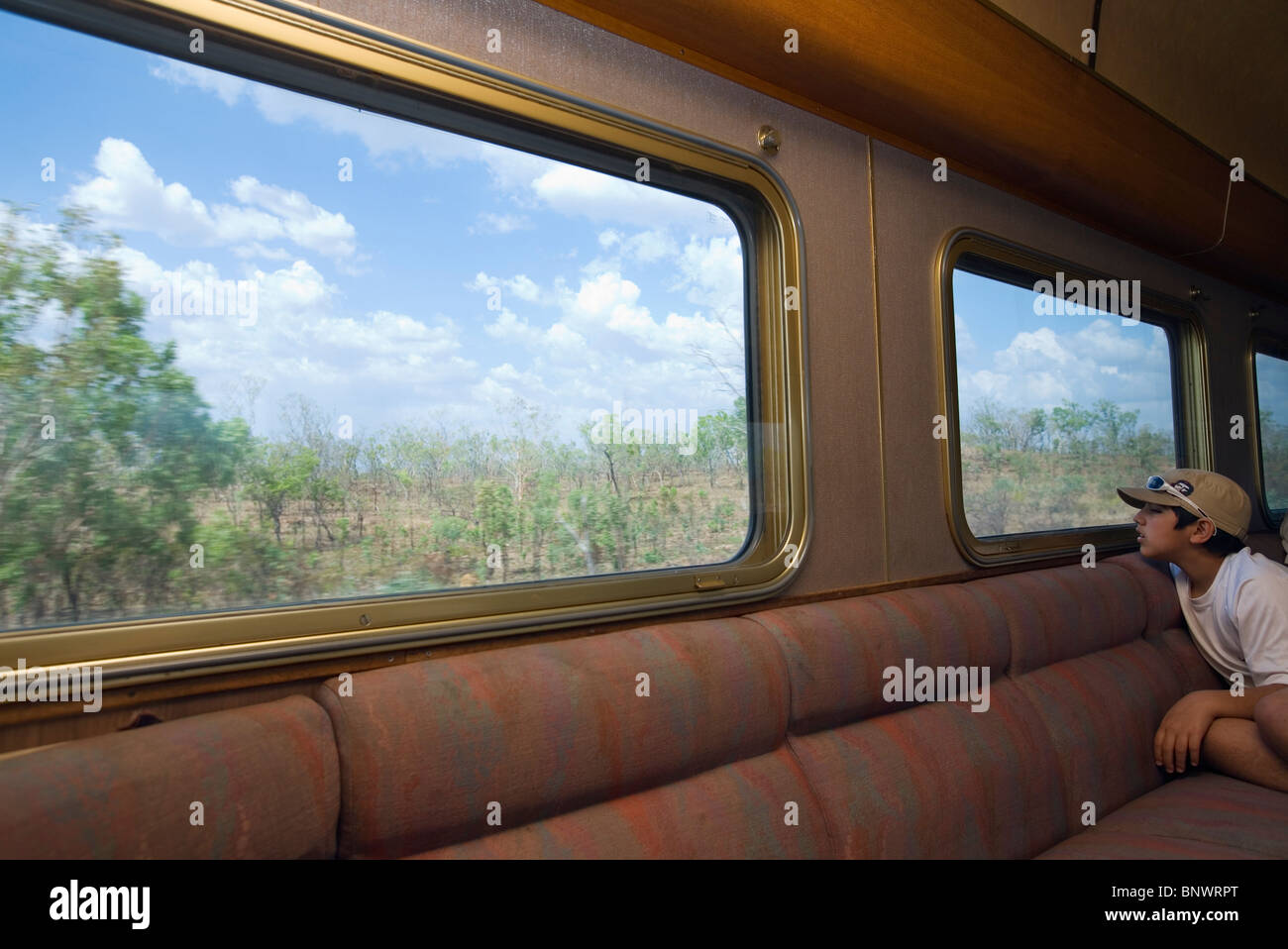 Passenger on Ghan Train between Alice Springs and Darwin. Northern ...