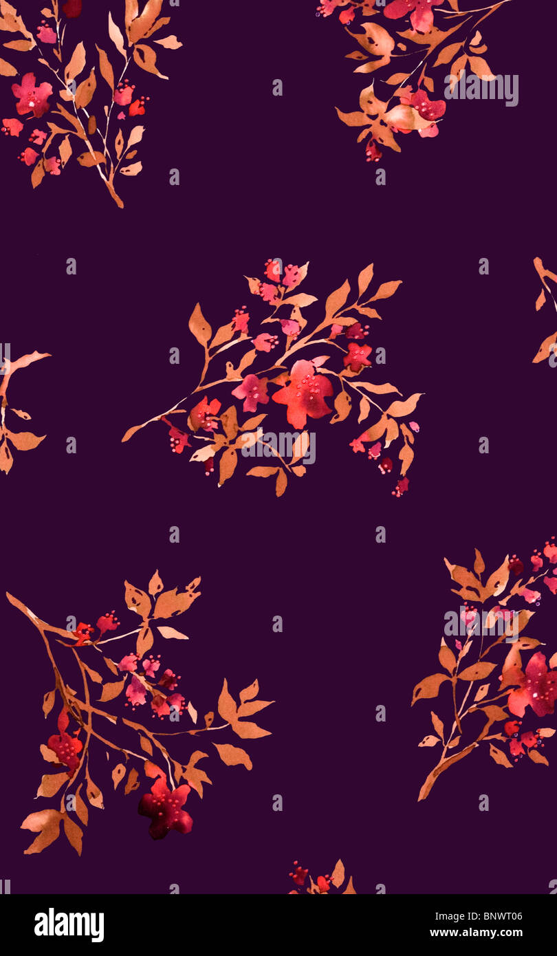 Watercolor floral textile pattern on solid ground Stock Photo - Alamy