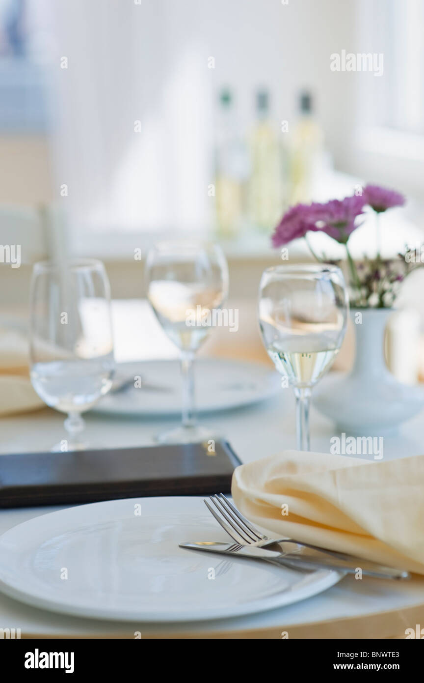 Dining table in restaurant Stock Photo - Alamy