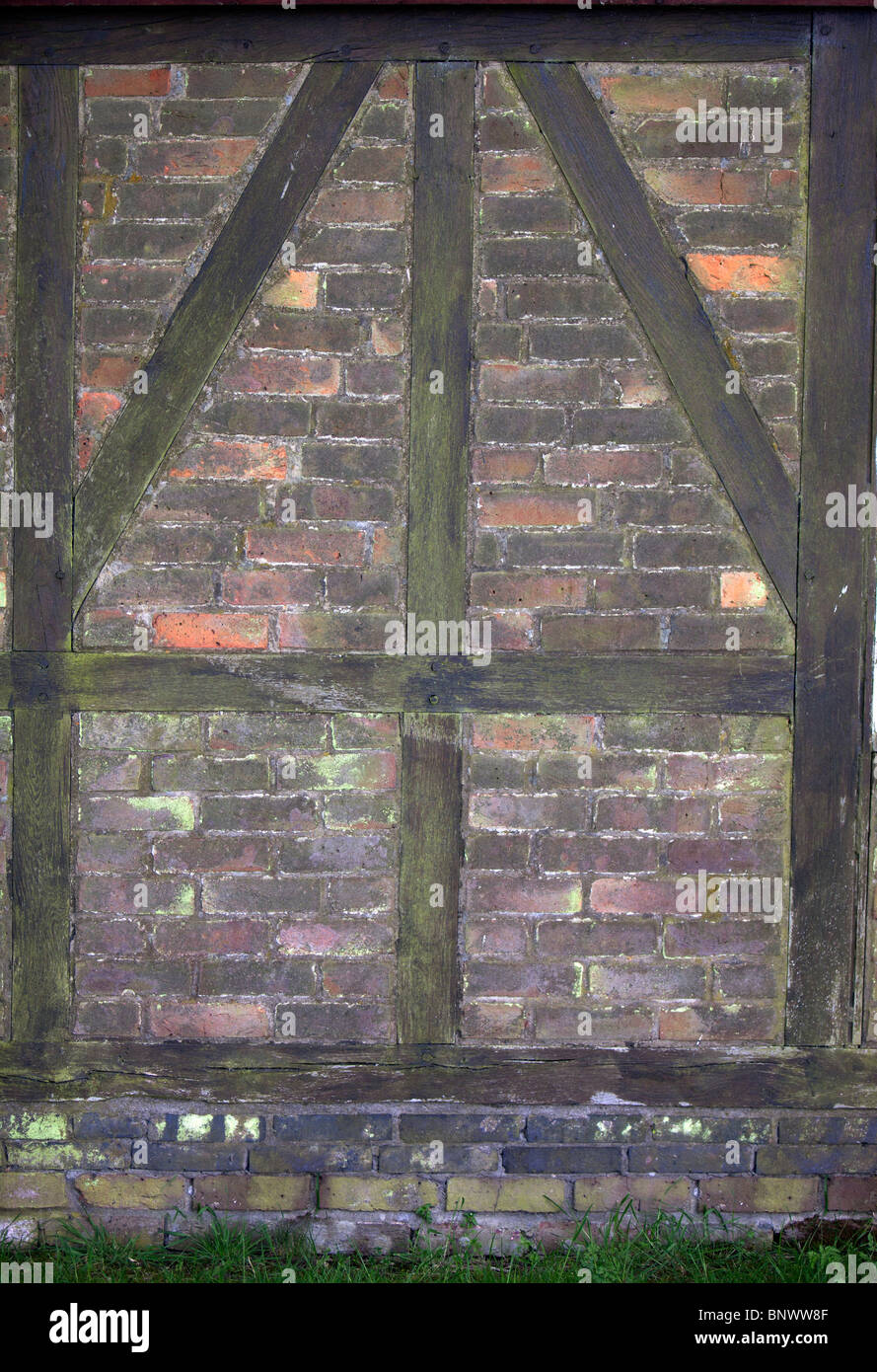 detail of a brick and timber-frame vernacular architecture wall Stock ...