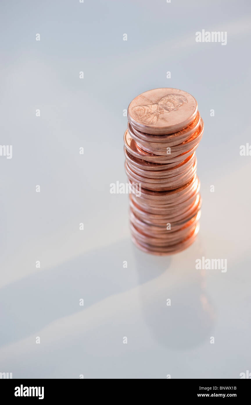 Stack of pennies Stock Photo - Alamy