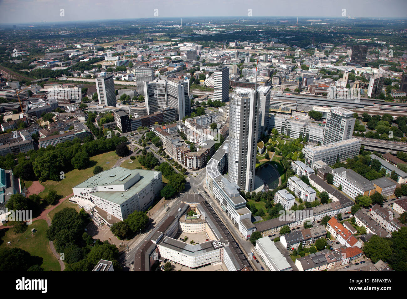 City center, skyline of Essen, Germany, in the Ruhr Area. Office ...