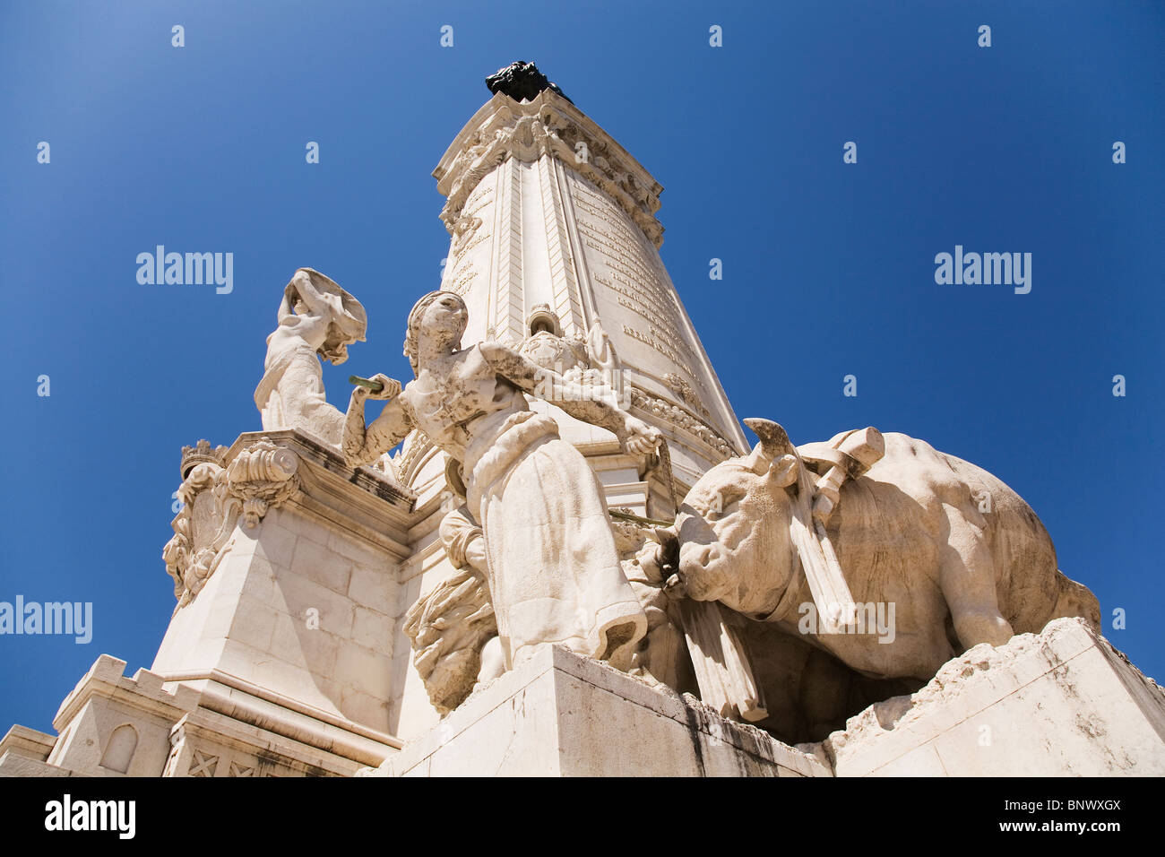 The Marques de Pombal monument in central Lisbon, Portugal Stock Photo ...