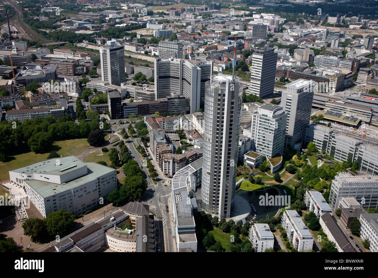 City center, skyline of Essen, Germany, in the Ruhr Area. Office ...