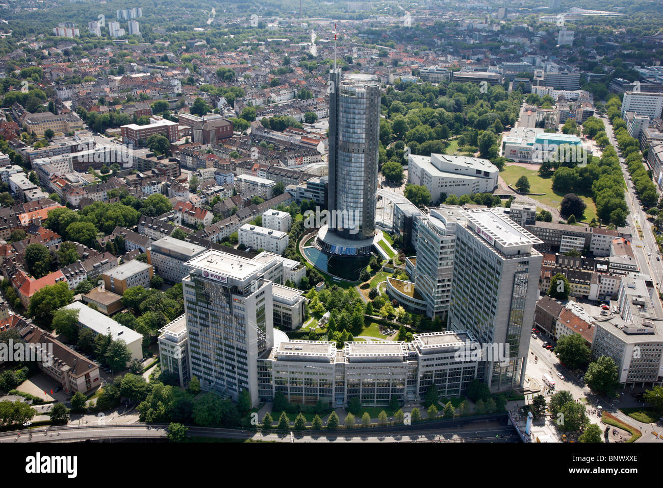 City center, skyline of Essen, Germany, in the Ruhr Area. Office ...