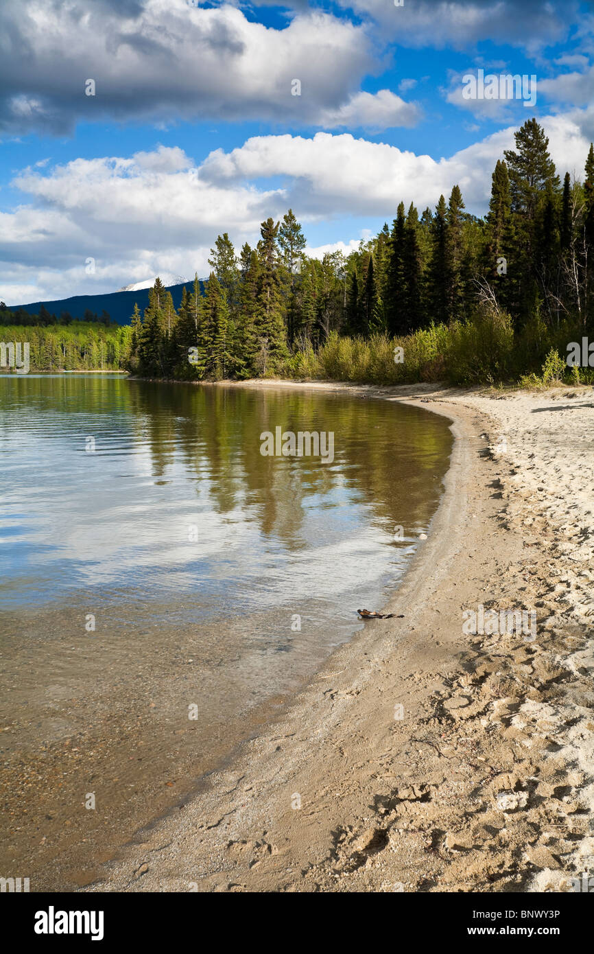 Sand Beach on the shore of Pyramid Lake Jasper National Park Alberta ...