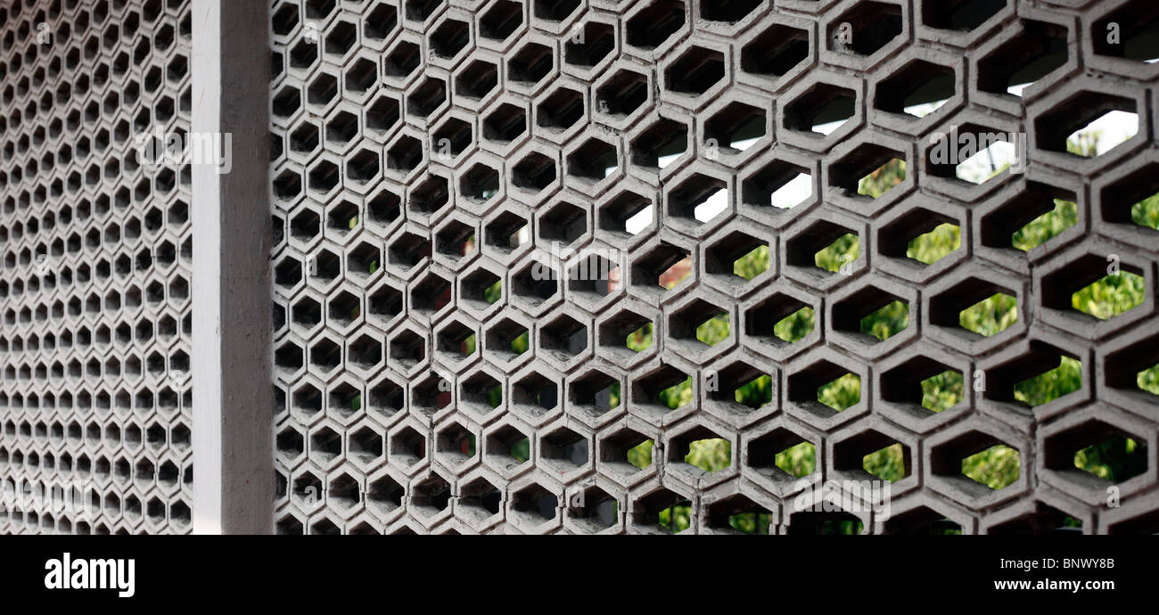 Patterned, cement mesh in a corridor Stock Photo - Alamy