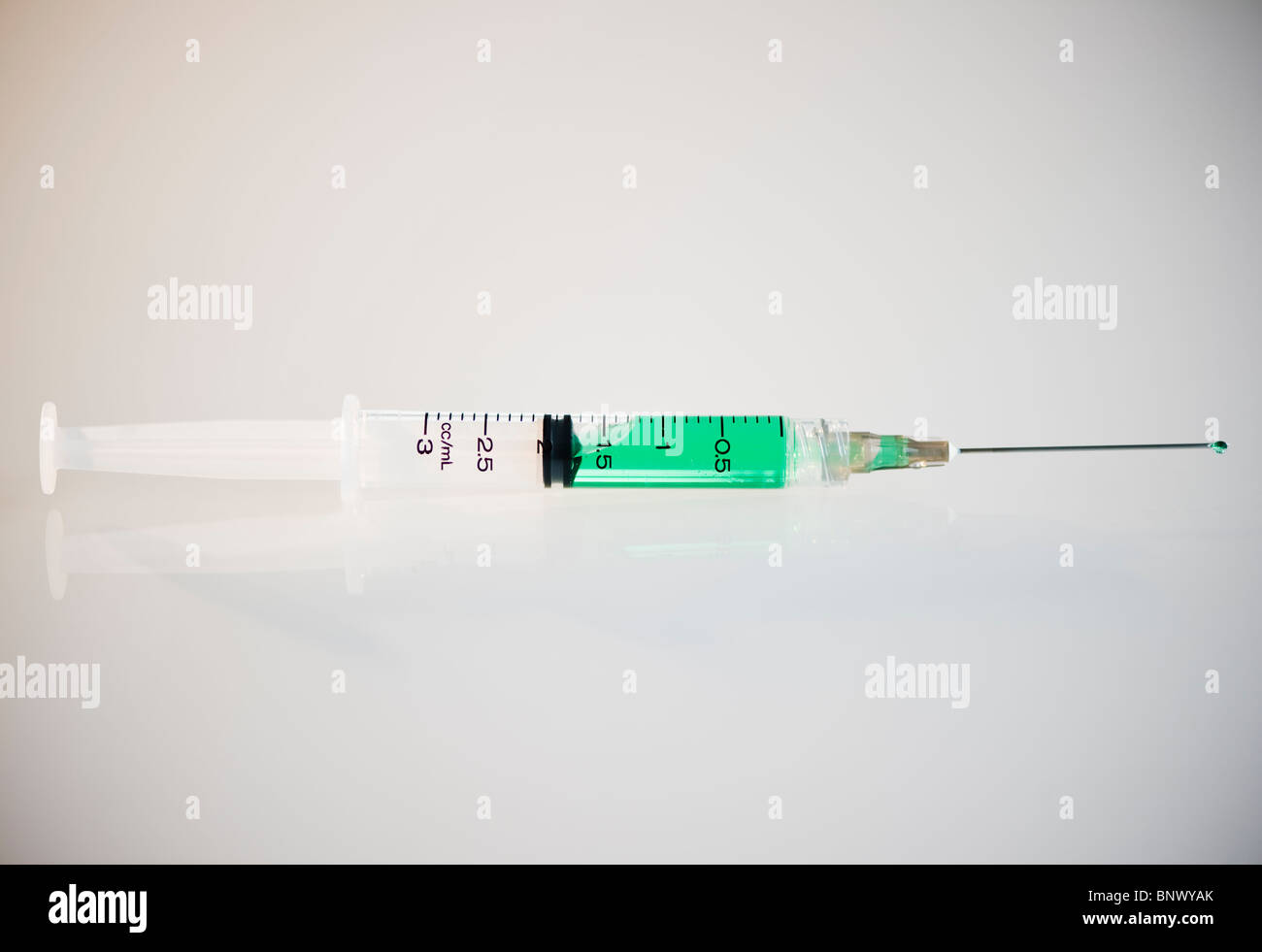 Syringe filled with green liquid Stock Photo - Alamy