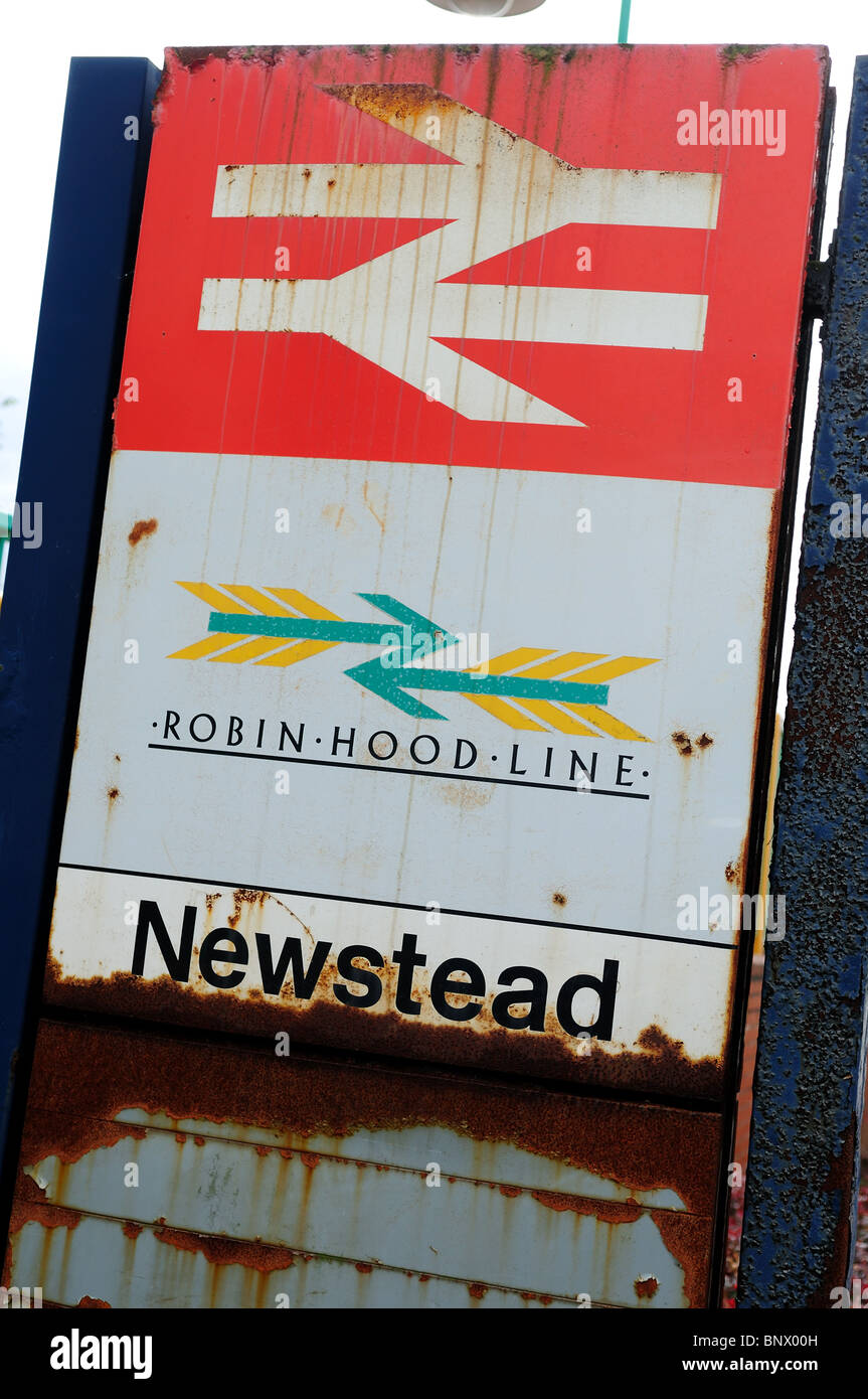 Newstead Railway Station Sign(Robin Hood Line Stock Photo - Alamy