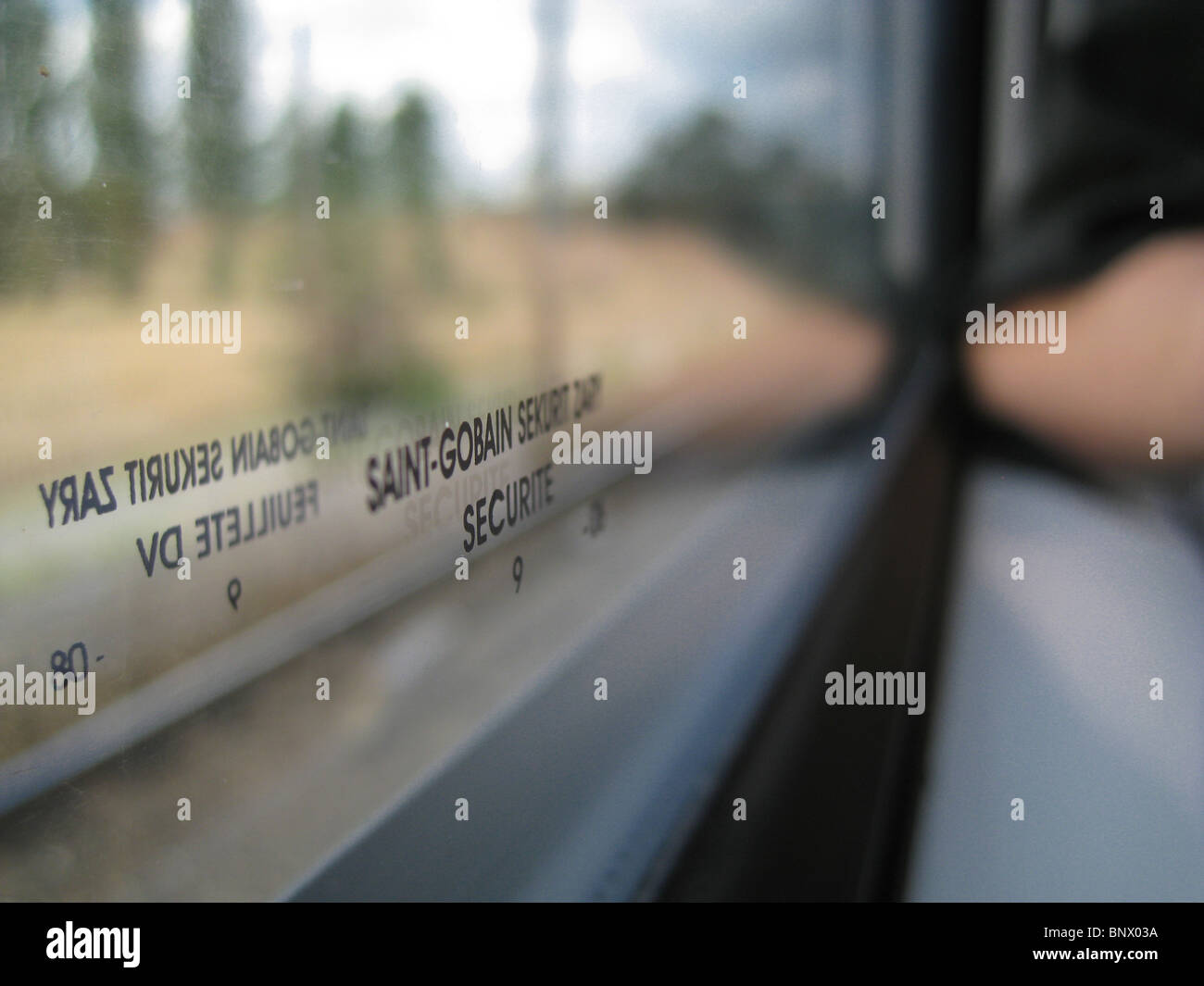 A train cabin window in France Stock Photo - Alamy