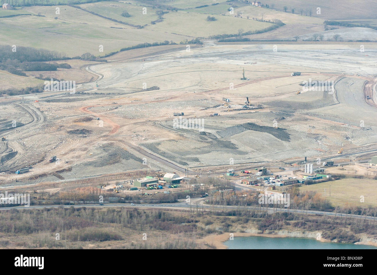Aerial view of the Shanks landfill site at Brogborough, Bedfordshire ...