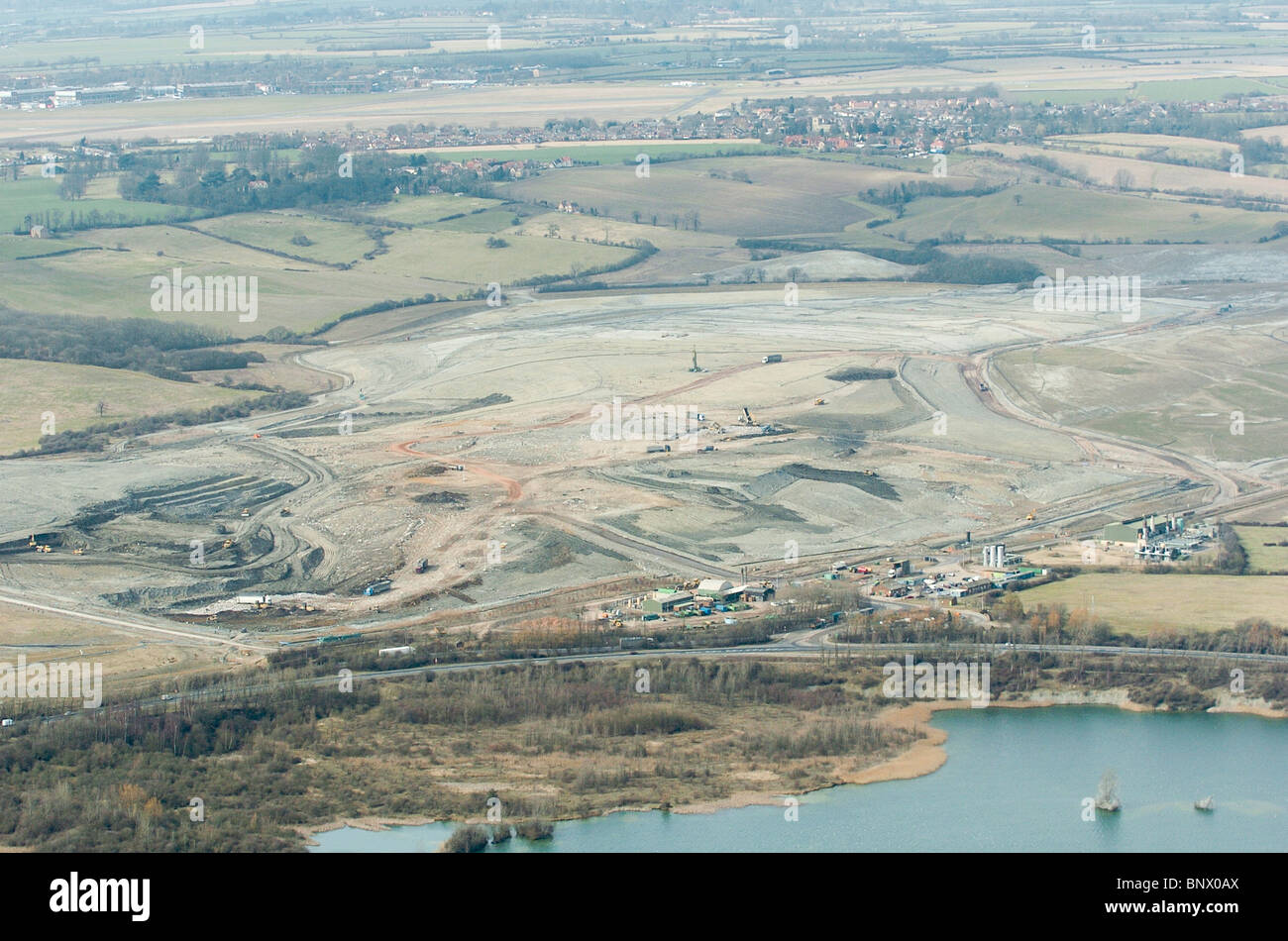 Aerial view of the Shanks landfill site at Brogborough, Bedfordshire ...