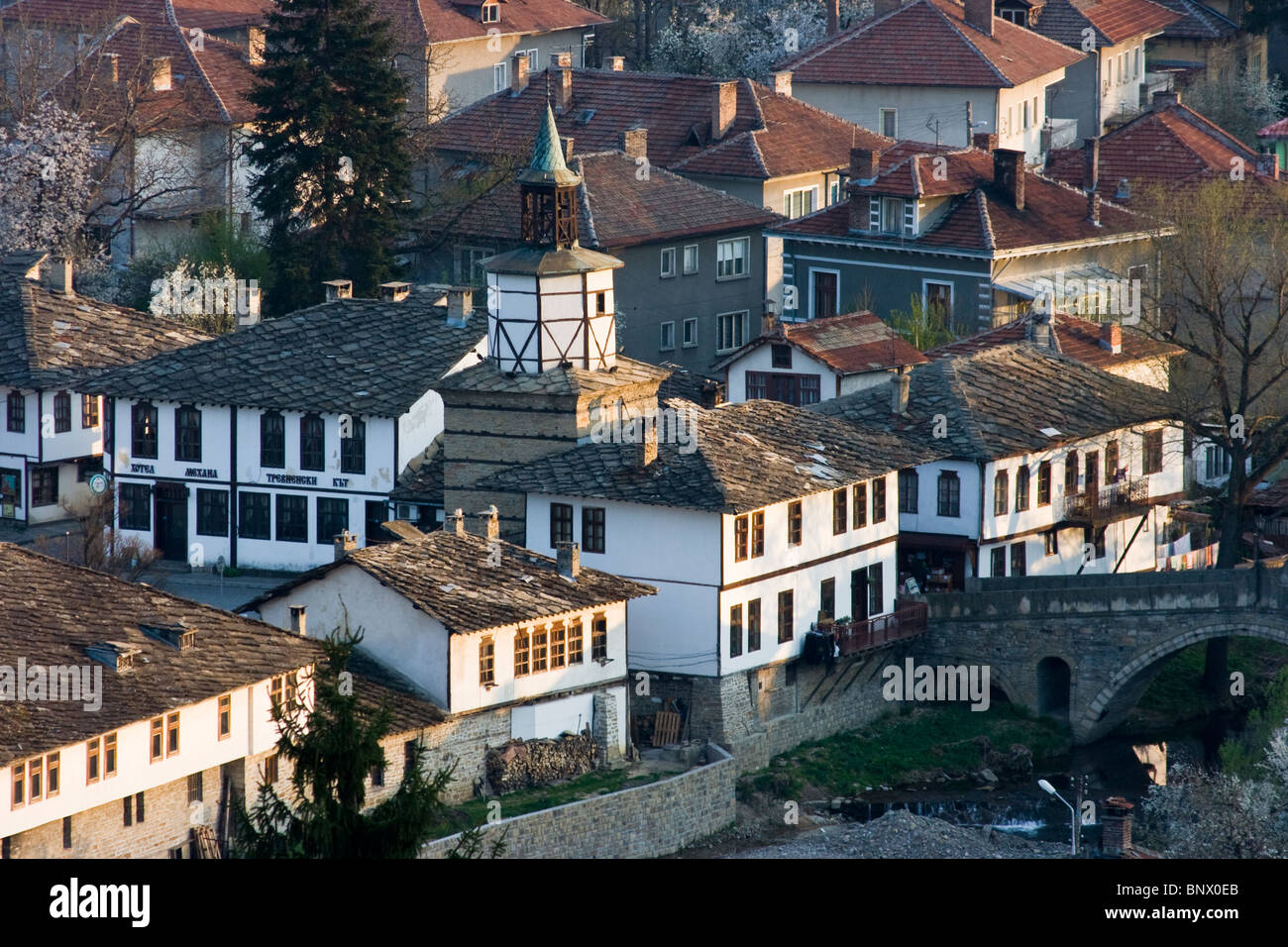 Tryavna, a small town, old traditional architecture from above ...