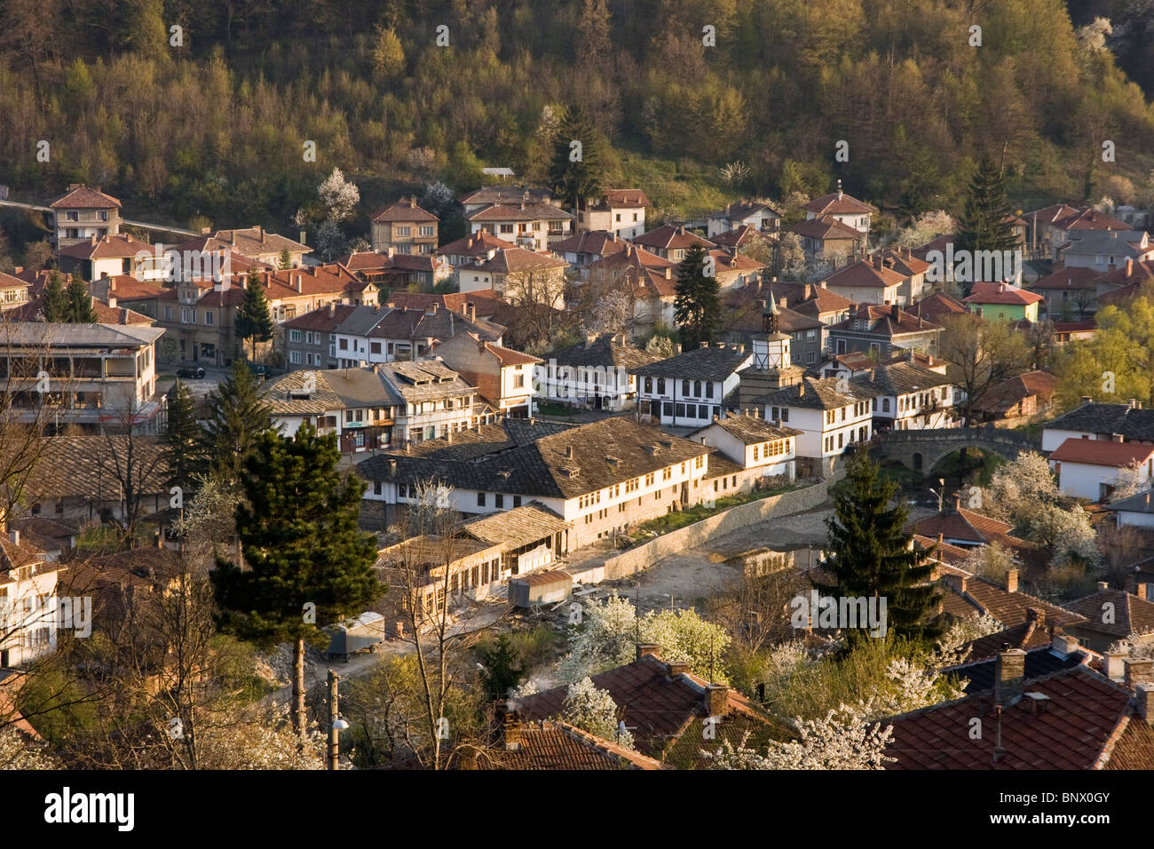 Tryavna, a small town, old architecture from above, architectural ...