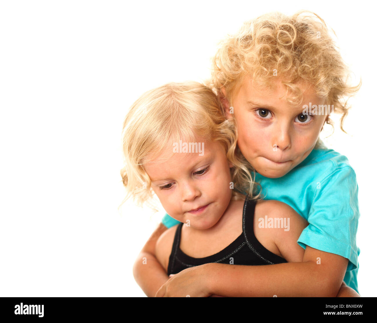 fine portrait of two young caucasian blonde children Stock Photo - Alamy