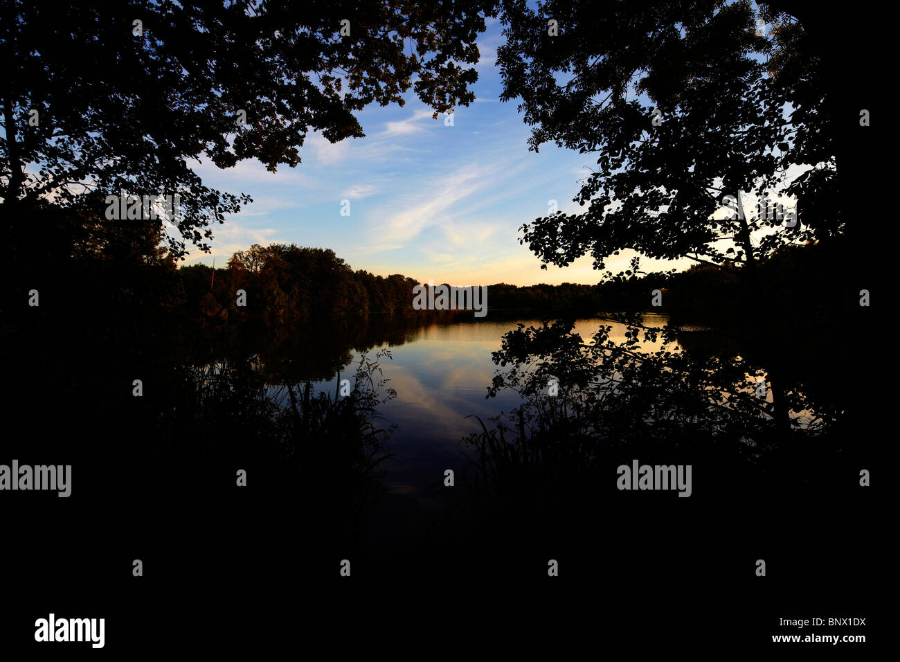 Evening reflections in still water Stock Photo - Alamy