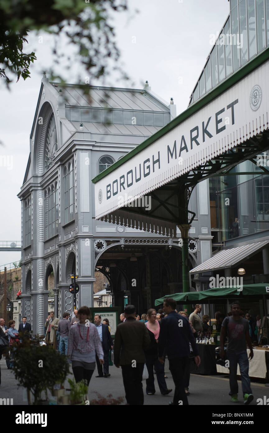 The entrance to the famous London food market, Borough Market on market ...