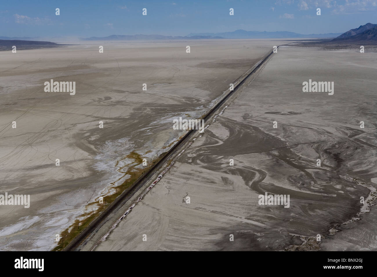 aerial photograph desolate road through desert Nevada Stock Photo - Alamy