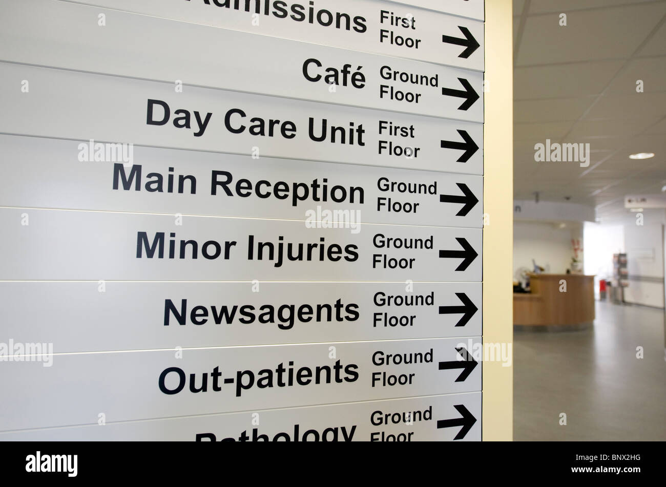 A list of signs and notices near a hospital entrance Stock Photo - Alamy