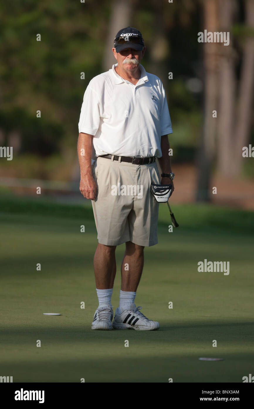 Mike "Fluff" Cowan on the 12th green during the Wednesday practice ...