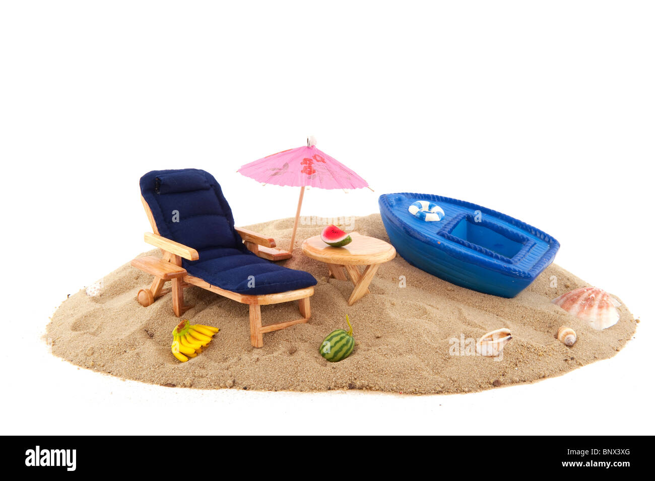 Empty bed on the tropical private beach Stock Photo - Alamy