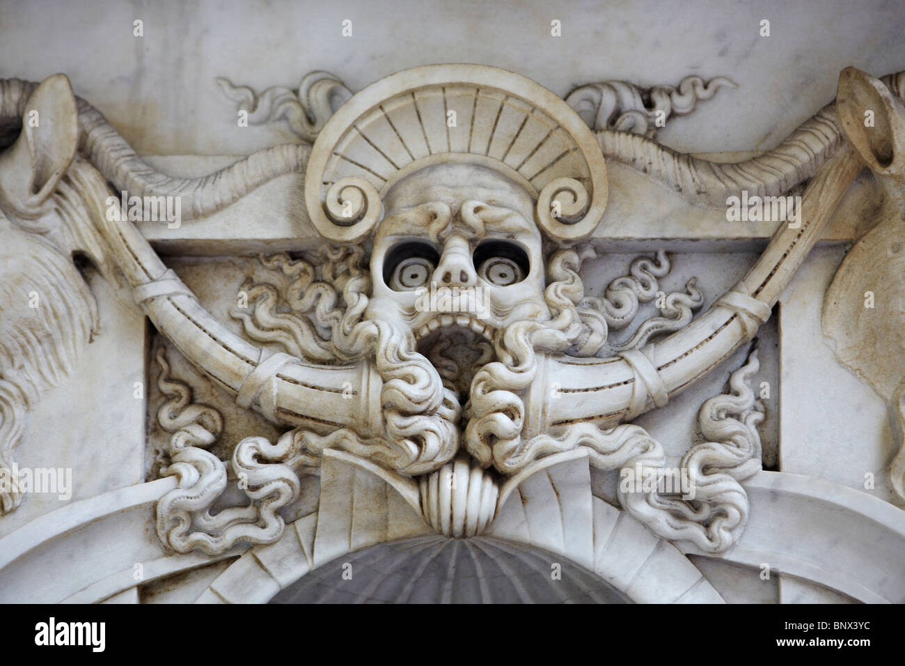 Detail from the base of Benvenuto Cellini's statue - Perseus with the ...