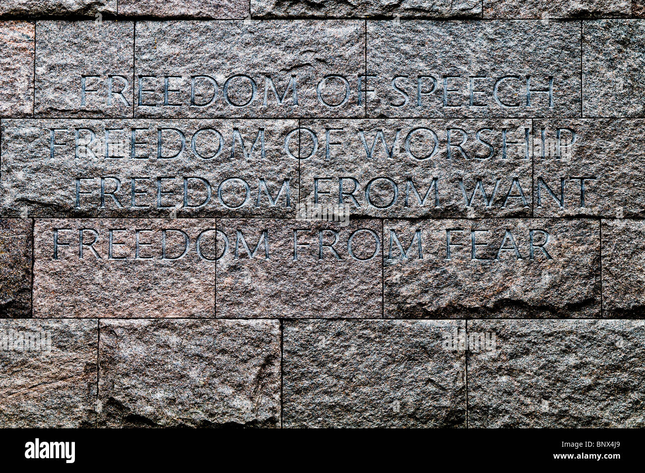 WASHINGTON, D.C. — Roosevelt's Four Freedoms etched in stone at the ...
