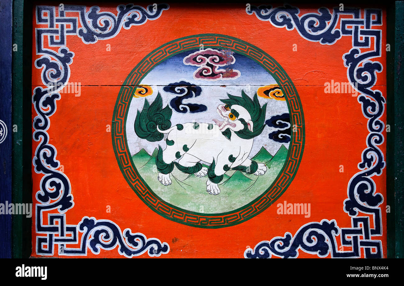 India - Sikkim - the Buddhist Labrang Monastery - wall illustrations ...