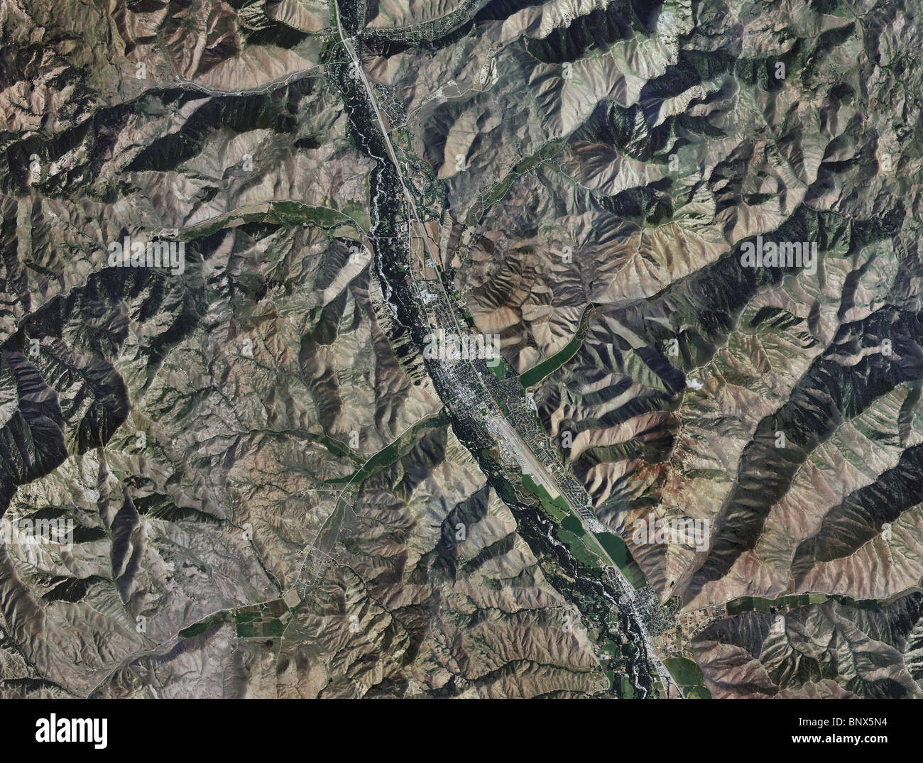aerial map view above Sun Valley Ketchum Idaho Stock Photo - Alamy