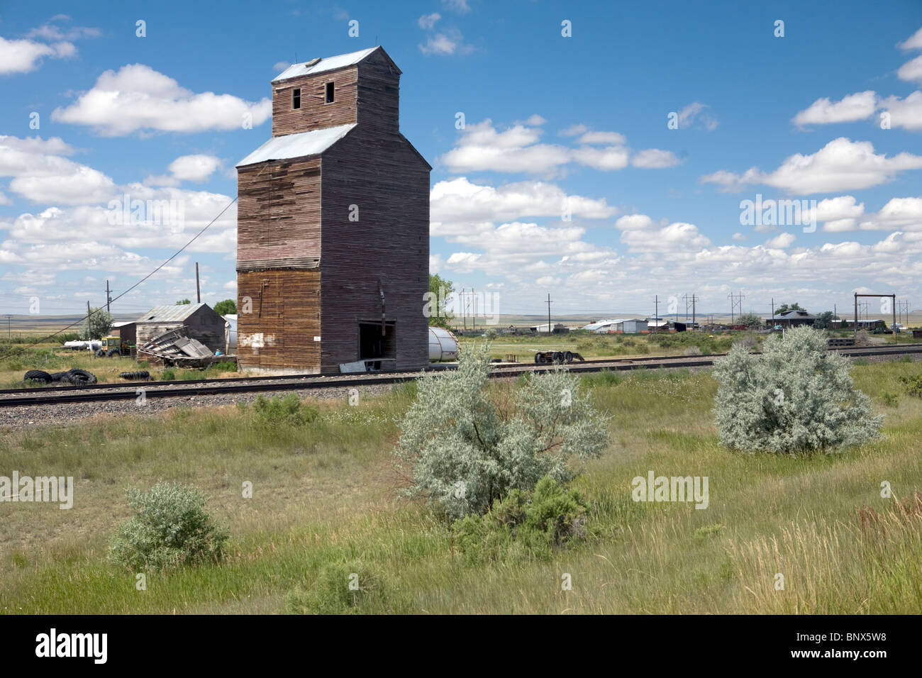 Railroad and Old building in Comanche, Montana Stock Photo - Alamy