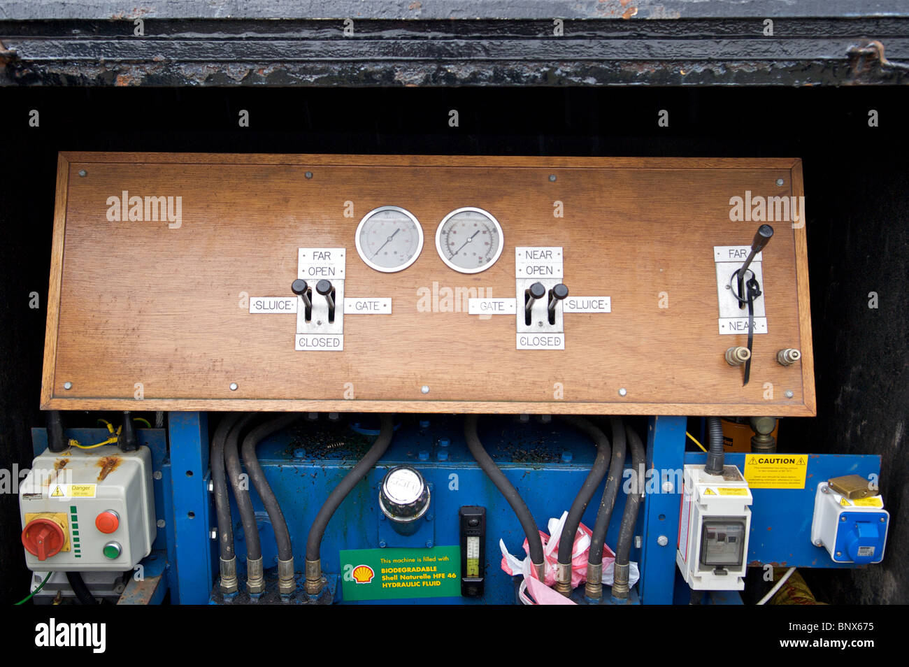 An open operation control box at the Caledonian Canal close to Fort ...