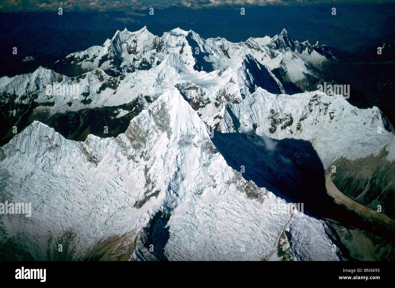 Nevado Alpamayo is one of the most conspicuous peaks in the Cordillera ...