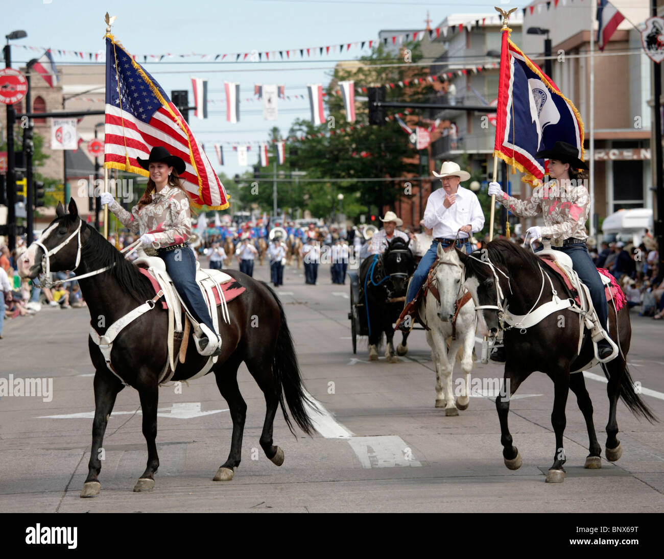 Parade in downtown Cheyenne, Wyoming, during the Frontier Days annual ...
