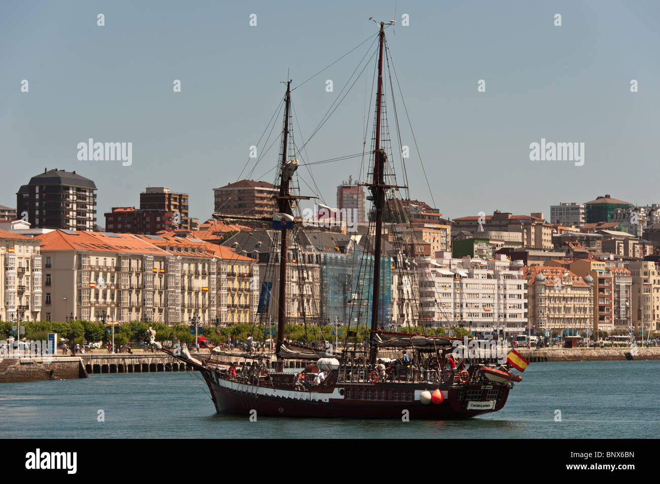 Sailing ship in the Bay of Santander, Spain Stock Photo - Alamy