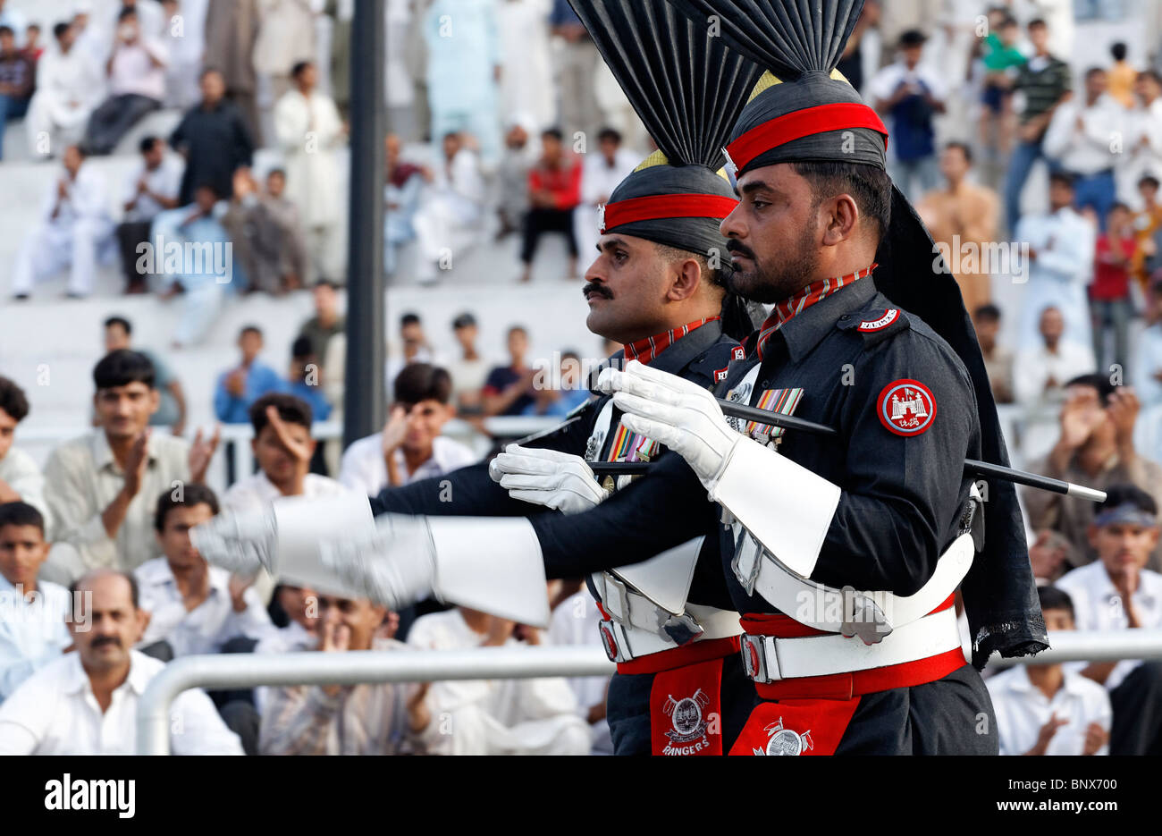 Pakistan - Punjab - Wagah - Pakistani border guards performing at the ...