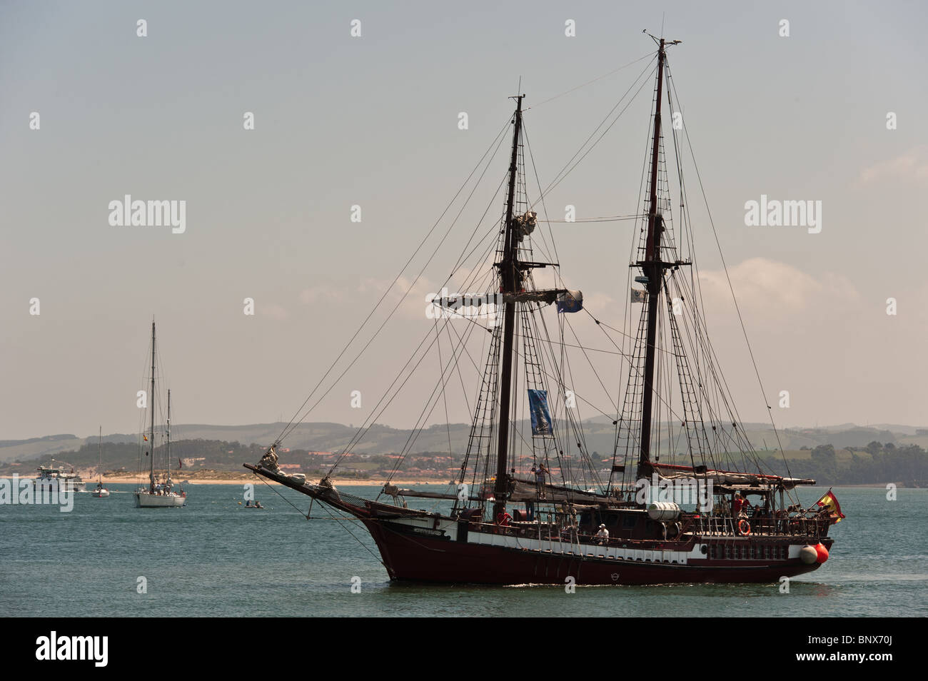 Sailing ship in the Bay of Santander, Spain Stock Photo - Alamy