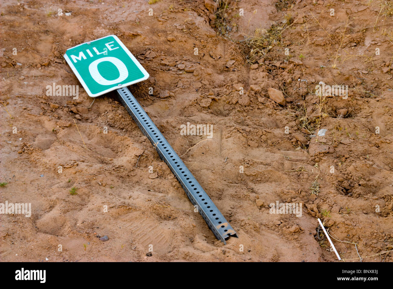 Zero miles signal on the arizona desert in USA Stock Photo - Alamy