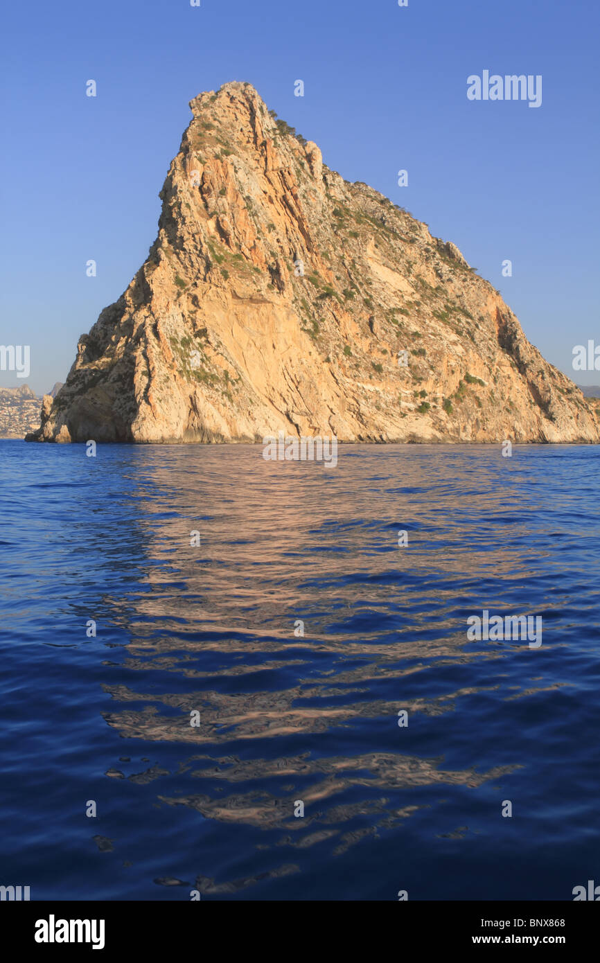 Ifach Penon mountain in Calpe from blue sea in Alicante province Spain ...