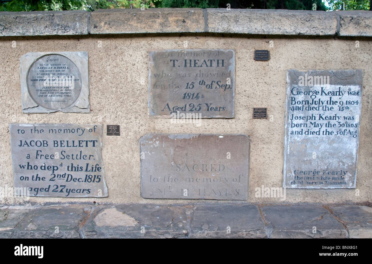 Gravestones of early settlers in Hobart's St Davids Park, Tasmania ...