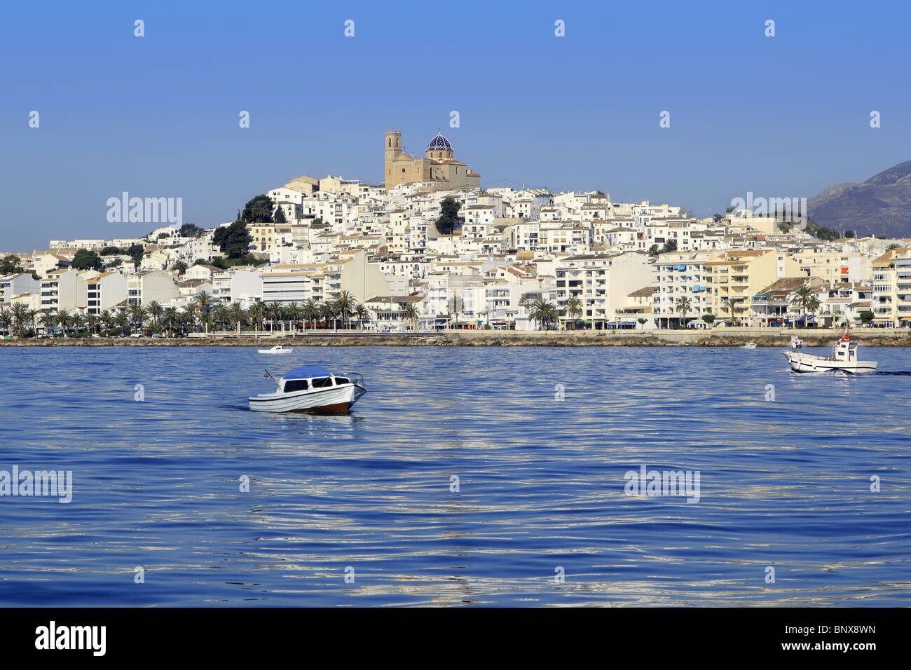 Altea Alicante province Spain view from Mediterranean blue sea Stock ...