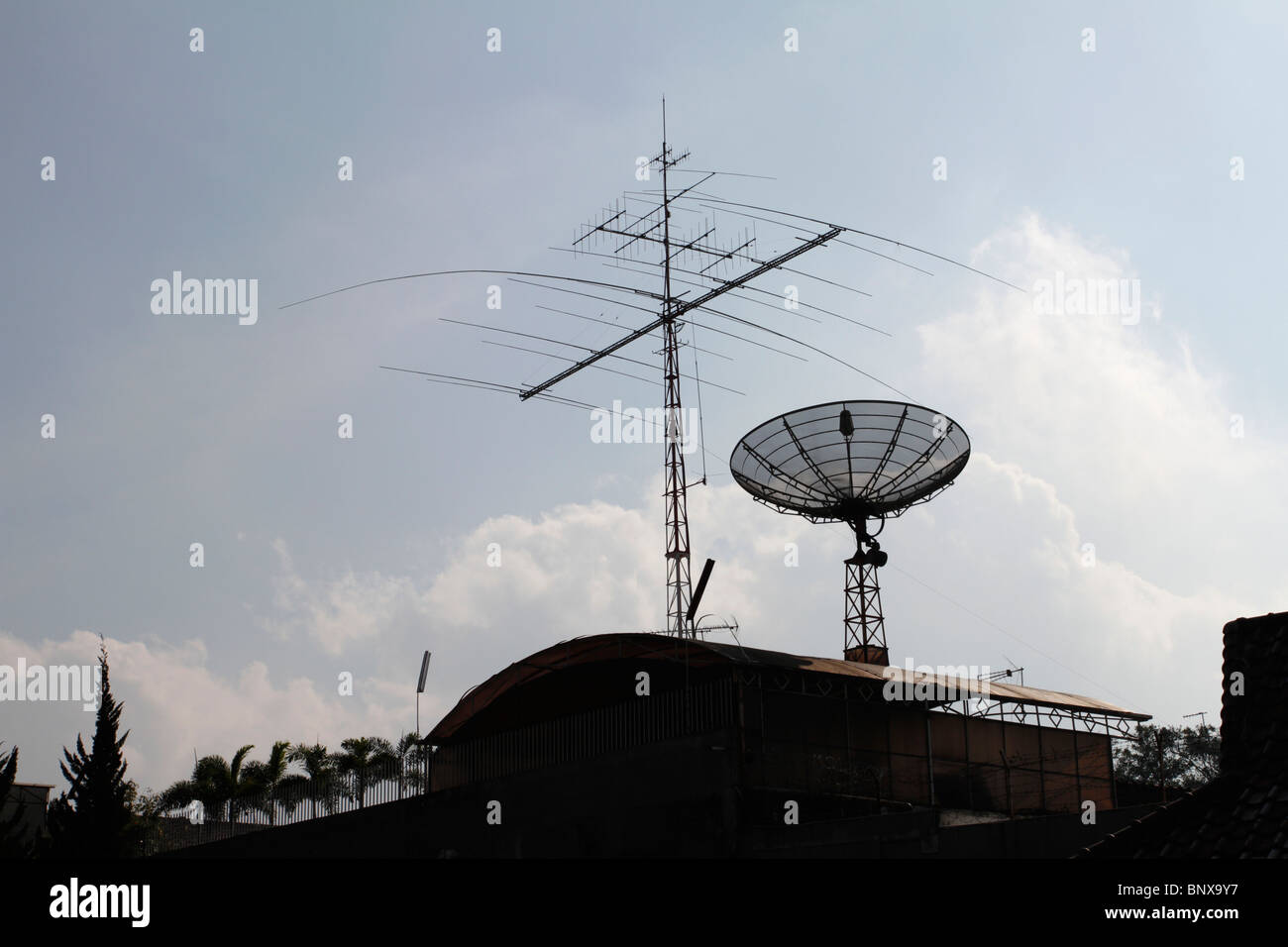 Satellite disc and antenna in Bandung, Indonesia Stock Photo - Alamy