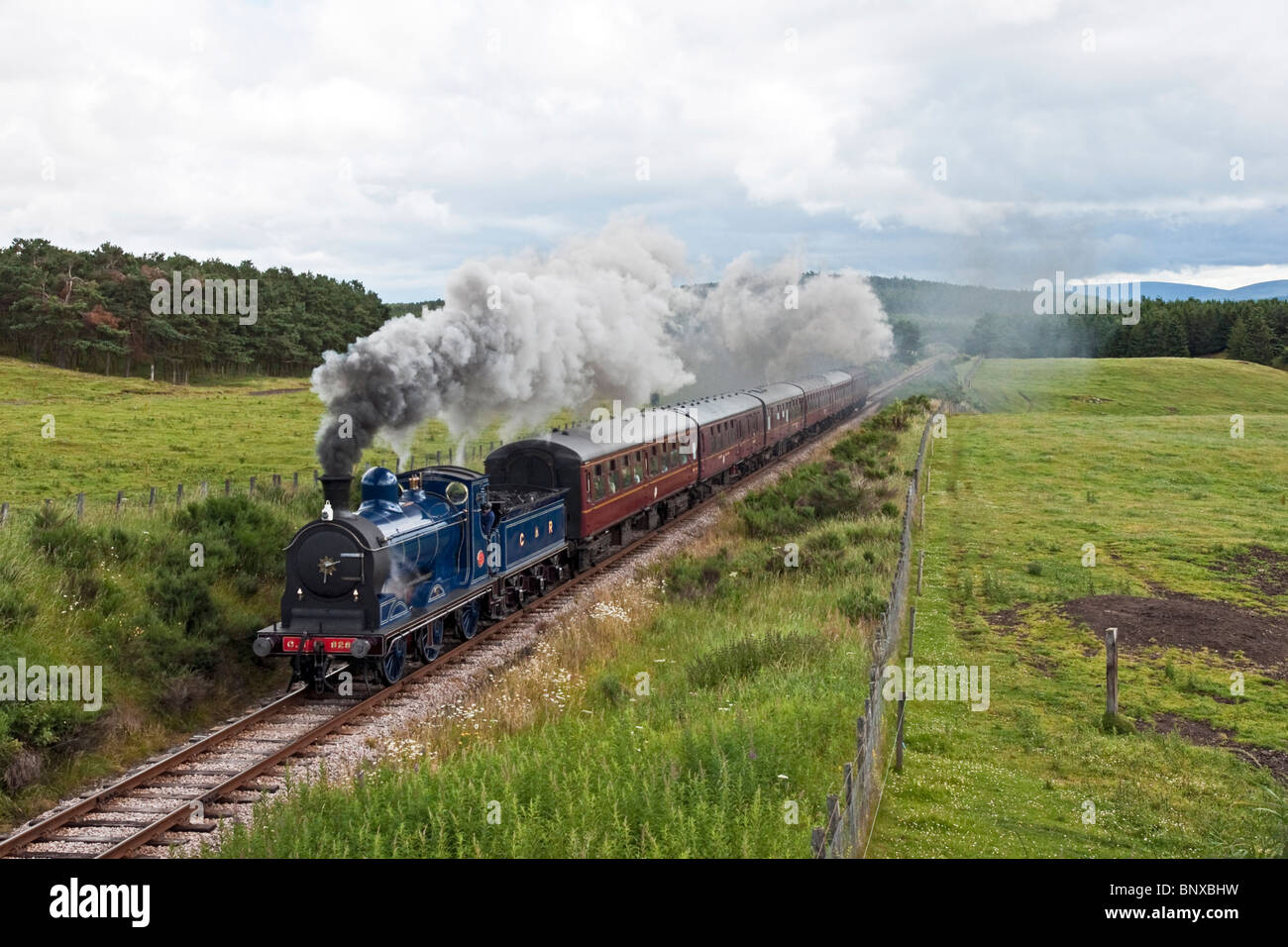 Restored Caledonian Railway 0-6-0 steam engine 828 steams along on ...
