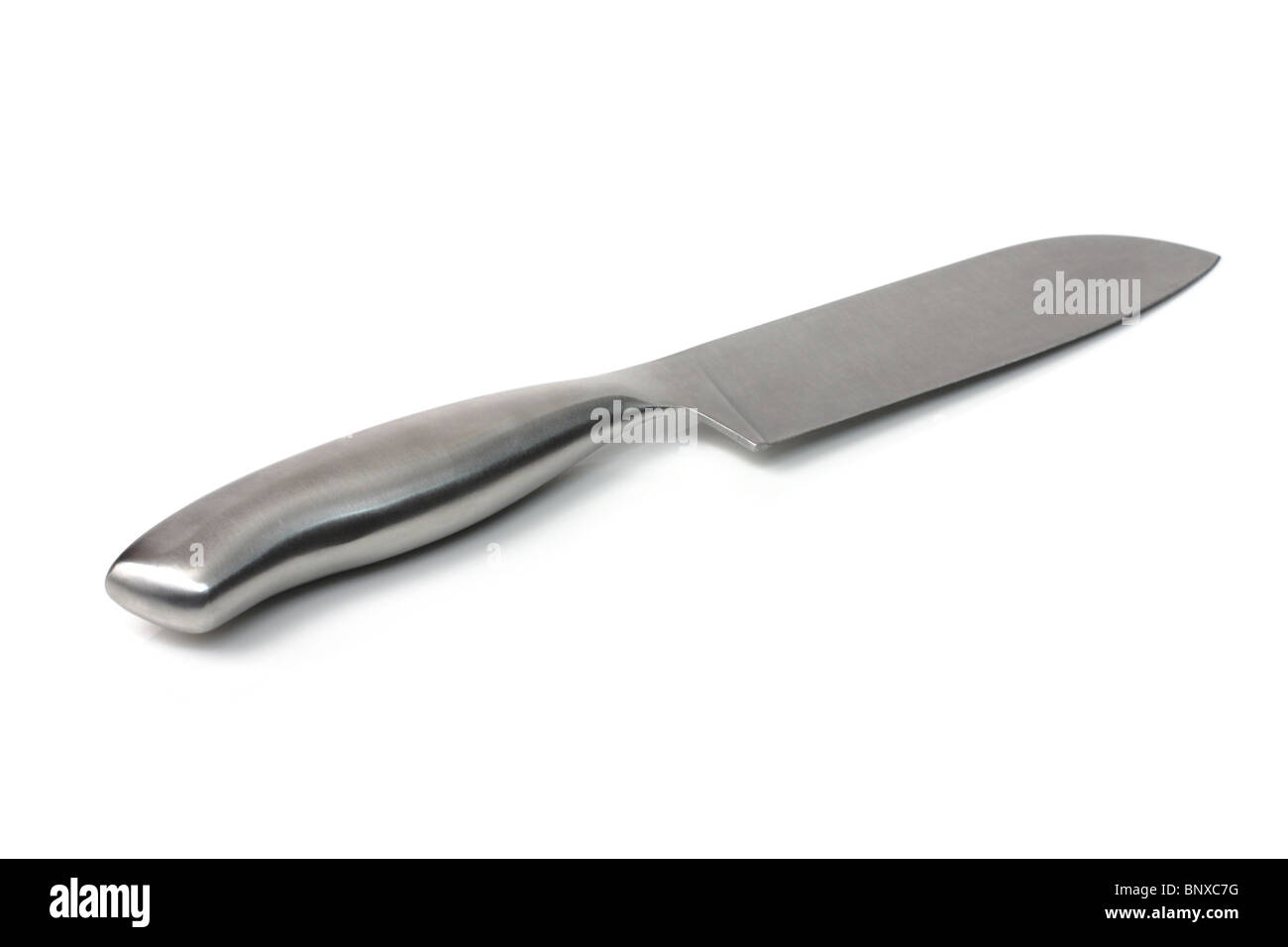 Large metallic knife on a white background Stock Photo - Alamy