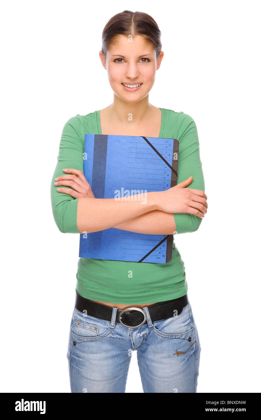 Full isolated portrait of a beautiful and happy young student Stock ...