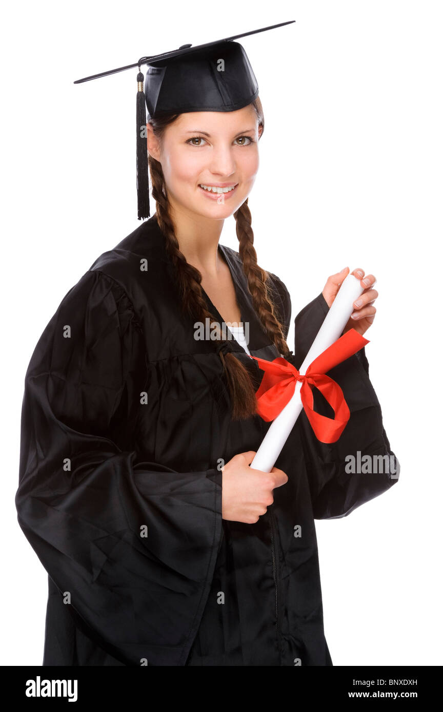 Full isolated studio picture from a young graduation woman Stock Photo ...